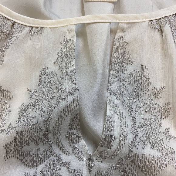 Sundance | Tops | Sundance White And Silver Embroidered Silk Blouse ...